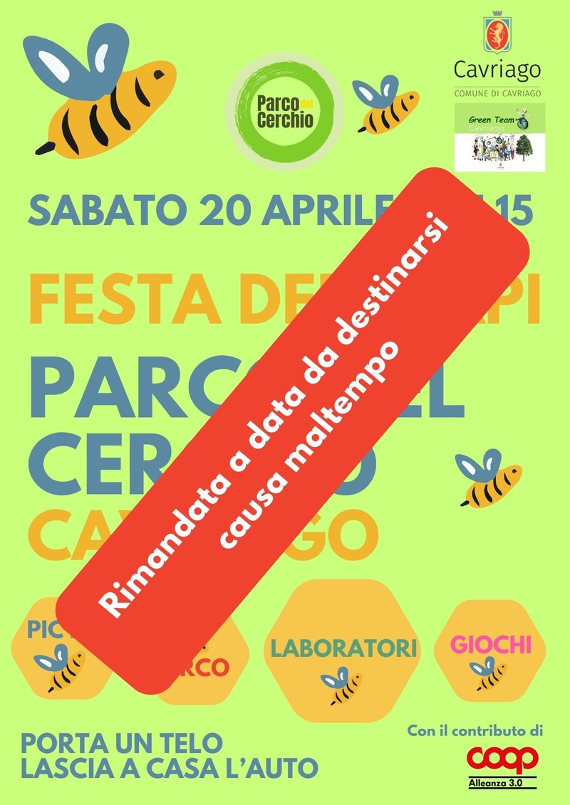 Festa delle api al Parco del Cerchio - RIMANDATA - Comune di Cavriago